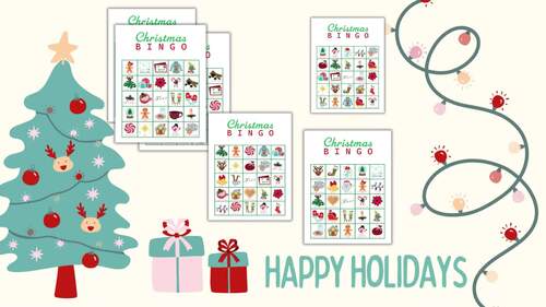 Fun Christmas Bingo game, Family Game Kid's Activities 30 Unique Bingo ...