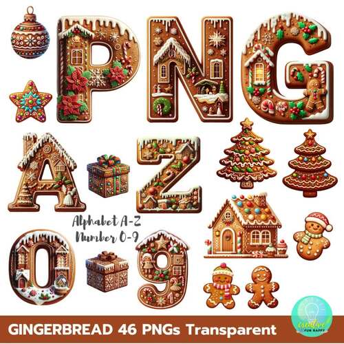Gingerbread House Alphabet Clipart Bulletin Board Letters Christmas ...