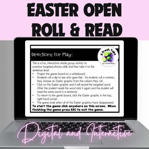 Easter Roll & Read Multisyllabic Open Words & Sentences - Digital ...
