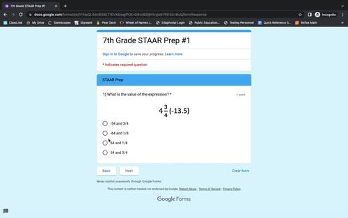 7th Grade Math STAAR Prep Google Forms (Self-Grading) | TPT