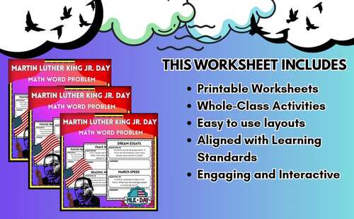Martin Luther King Jr. Day Math Word Problems | MLK Jr. Theme | Grades 2–8