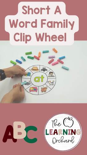 CVC WORD FAMILIES Short A Clip Card Wheels Phonics Activity for ...