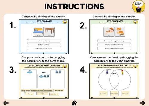 Compare and Contrast: House Objects for Speech Therapy Boom Cards
