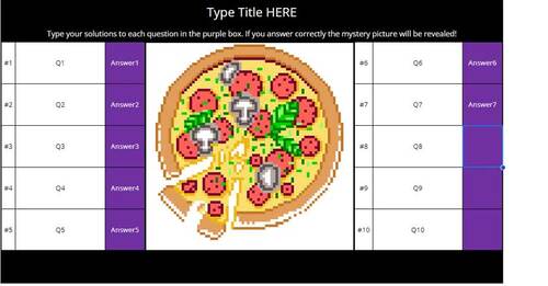 Pizza Commercial Use Pixel Art Activity Templates for Google Sheets