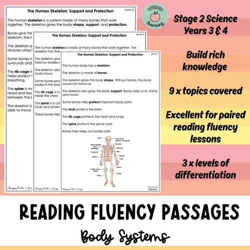 Body Systems Fluency Passages - Year 3 & 4 - Stage 2 NSW Science Aligned