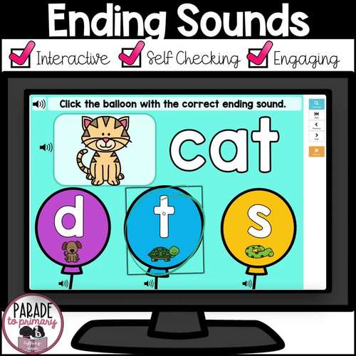 DIGITAL Ending Sounds Activities - Distance Learning - Boom Cards ...