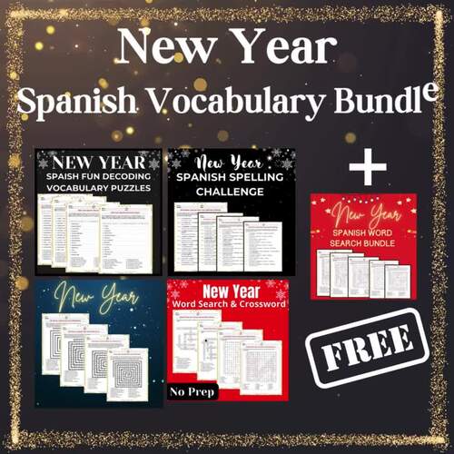 Año Nuevo: Spanish New Year Fun Vocabulary Bundle Activities + Free ...