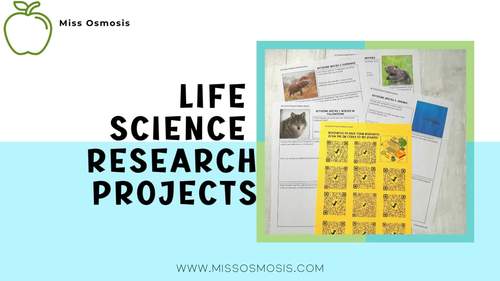 Life Science Research Project Worksheets Bundle | Biology Middle School