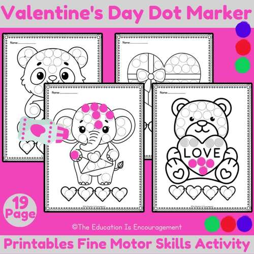 Valentine's Day Dot Marker Printables Fine Motor Skills Activity Bingo ...