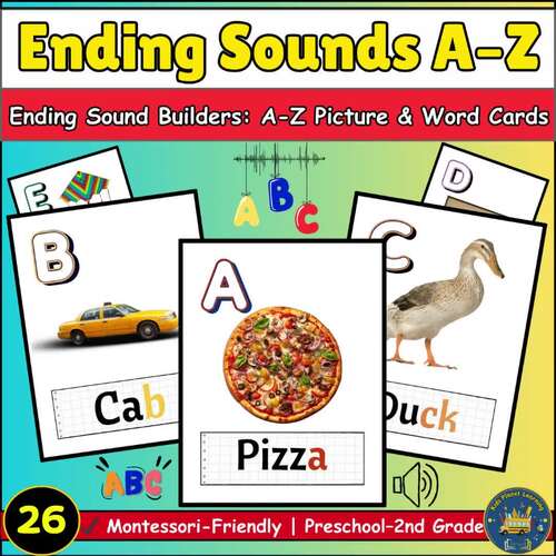 A–Z Final Sound Phonics Bundle:Ending Sound | Real photo+Coloring Pages ...