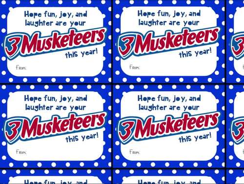 3 Musketeers Beginning of Year Gift Tag- Hope fun, joy, & laughter are ...