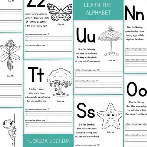 Florida ABC Coloring Book: Kids' Alphabet Tracing by Westward Loon ...