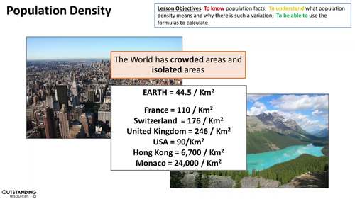 Population, Area and Population Density Lesson by Outstanding Resources