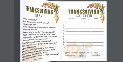 Printable Thanksgiving Games, Thanksgiving Trivia, Nature Hunt and ...