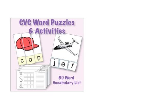 CVC Word Puzzles 80 Word Set ESL ELL Newcomer Activity | TpT