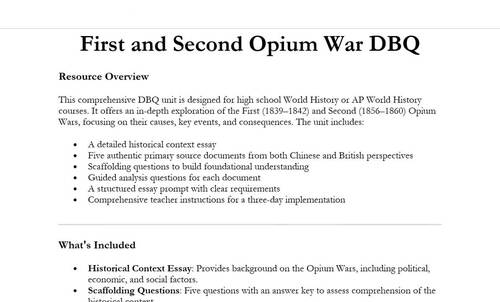 First and Second Opium War DBQ by PBL History & Civics | TPT