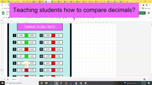 Comparing Decimals Digital and Printable Practice 4th Grade 4.NF.C7