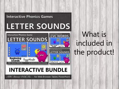 Letter Sounds Beginning, Ending & Short Vowels Interactive Phonics Games