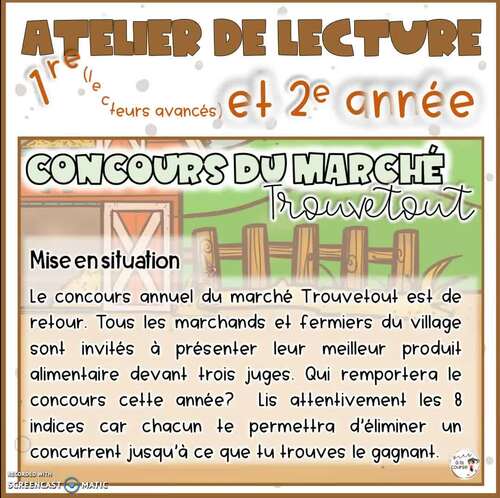 French Reading Game | Atelier de lecture Concours du marché Trouvetout