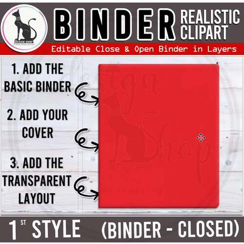 Binder Clipart in Layers Mockups Movable School Supplies Bold Bright ...