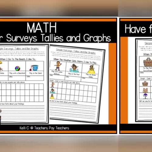Tallies and Graphing Activities for Student Surveys Summer by Kelli C