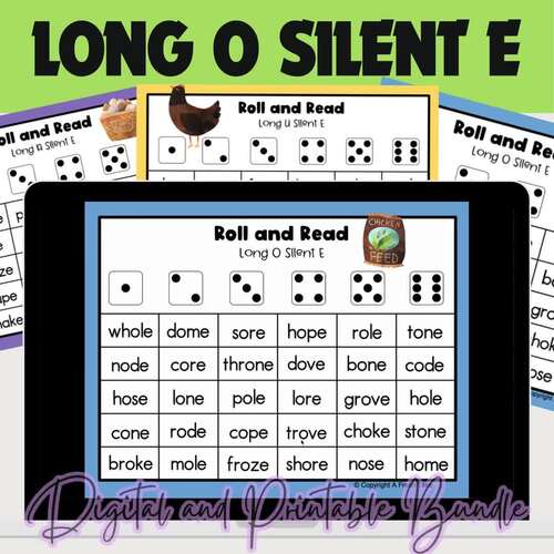 Roll & Read Long O Silent E Words & Sentences Digital + Printable ...