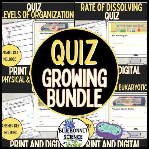 Quiz Bundle - Print and Digital Resources Assessment- Middle School Science
