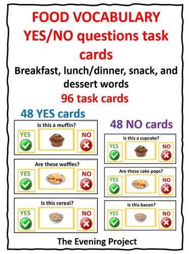 Food YES/NO questions for Speech therapy/ Autism/Spe.Educ/Early childhood