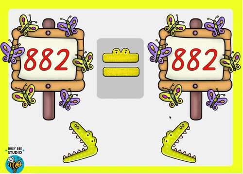 SUMMER COMPARING 3 DIGIT NUMBERS BOOM CARDS GREATER THAN LESS THAN ...