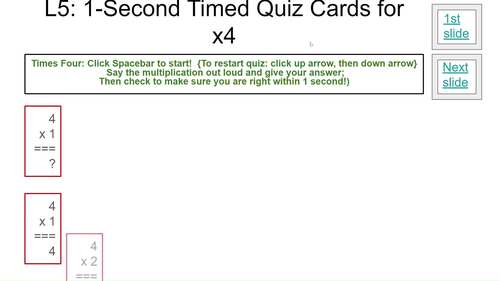 Digital Times Table Flashcards for Google Slides-LEVEL 5, Timed Math ...