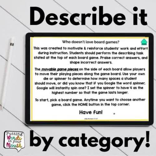 Language Board Games | Describe by Category | BOOM CARDS™ by Mia McDaniel