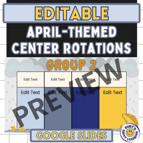 April Center Rotations | EDITABLE Google Slides by Hunt's Happy Learning
