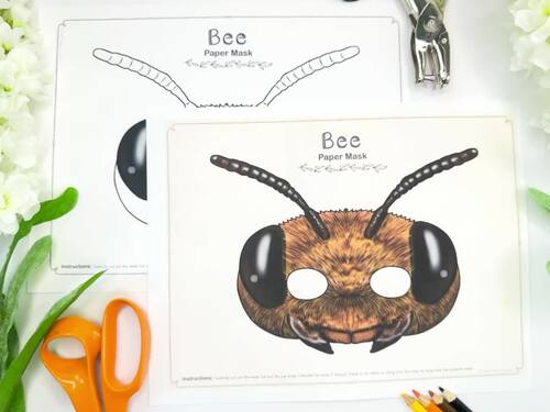 Bee | Paper Mask | Printable Craft | Bees by Simply Schoolgirl | TPT