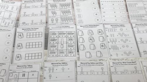 Memorial Day Activities | Kindergarten Math Worksheets by Teaching Autism
