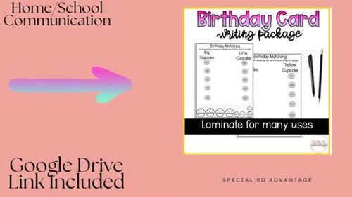 Birthday Card Writing Unit for Special Education Classes | TPT
