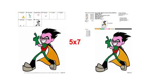 Teen Titans Go Robin pointing cartoon embroidery designs - Instant Download