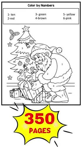 Páginas para Colorear de Matemáticas Navideñas por Código Numérico para ...