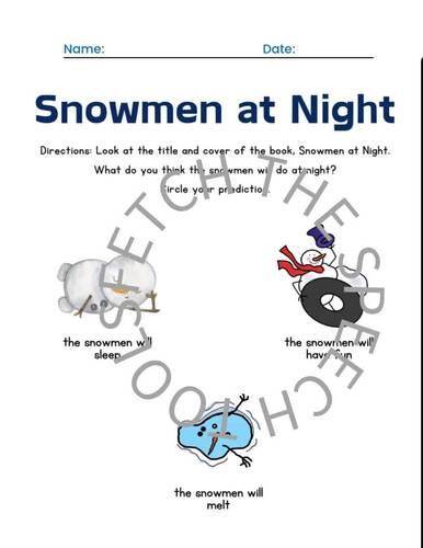 Snowmen at Night Book Companion by Fetch the Speech Tools | TPT