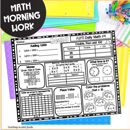 Second Grade April Morning Work Math and ELA | 2nd Grade Daily Math ...
