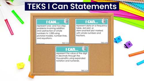 Gr. 3-5 Math TEKS I Can Statements Bundle | Digital + Editable | Back ...