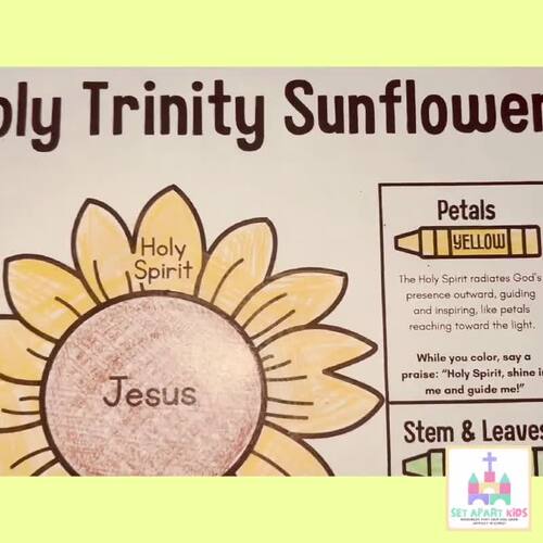 Fall Sunflower Holy Trinity Bible Activity | Guided Coloring Thanksgiving