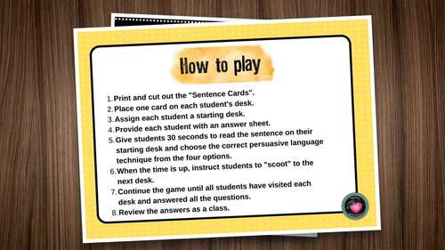 Scoot English Game –Identifying Persuasive Language Techniques in Debates