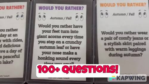 Would You Rather Cards Fall Autumn 100+ Conversation Questions Social ...