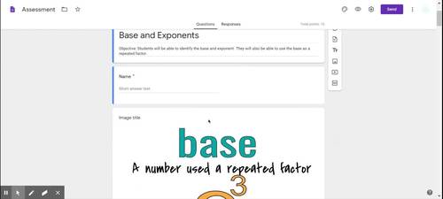 Digital Assessment Bases and Exponents (Vocabulary) by Mychelle Marie