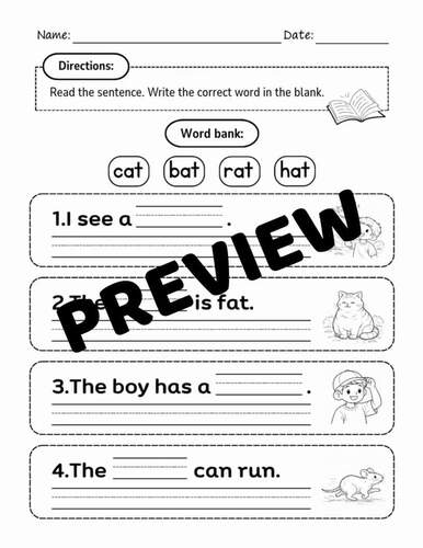 Short A CVC Worksheets | Word Family Activities | Cut and Paste ...