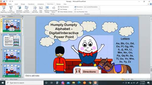 Humpty Dumpty Alphabet - Digital/Interactive Power Point by Anna Navarre