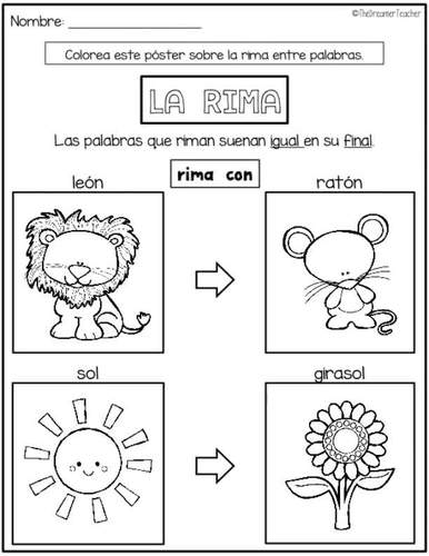 Rimas: Actividades y Hojas de Trabajo by The Dreamer Teacher | TpT