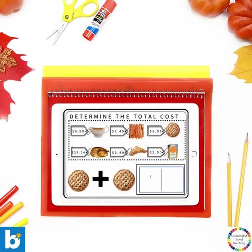 Thanksgiving Life Skills Money Addition Digital Task Cards | TPT