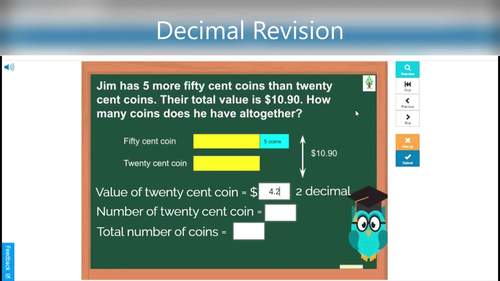 Revision on Decimal Boom- Card 50 interactive questions by SG Math Guru