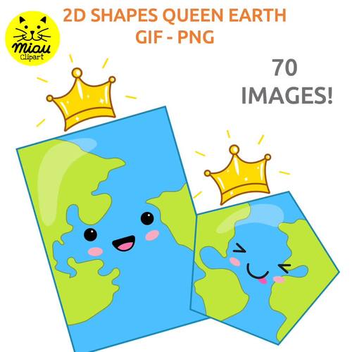 2D Shapes Queen Earth Clipart | Earth Day | Geometry | Nature | Gif And Png